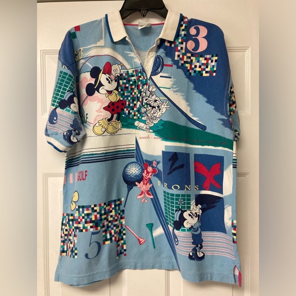 Disney | Tops | Vtg Disney Golf Polo Shirt Mickey And Minnie Mouse Sz ...